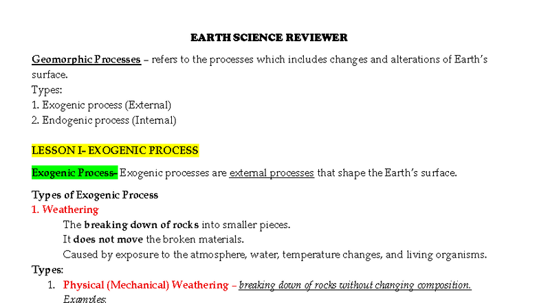 Earth Science Reviewer (ES 101): Geomorphic Processes and Plate ...