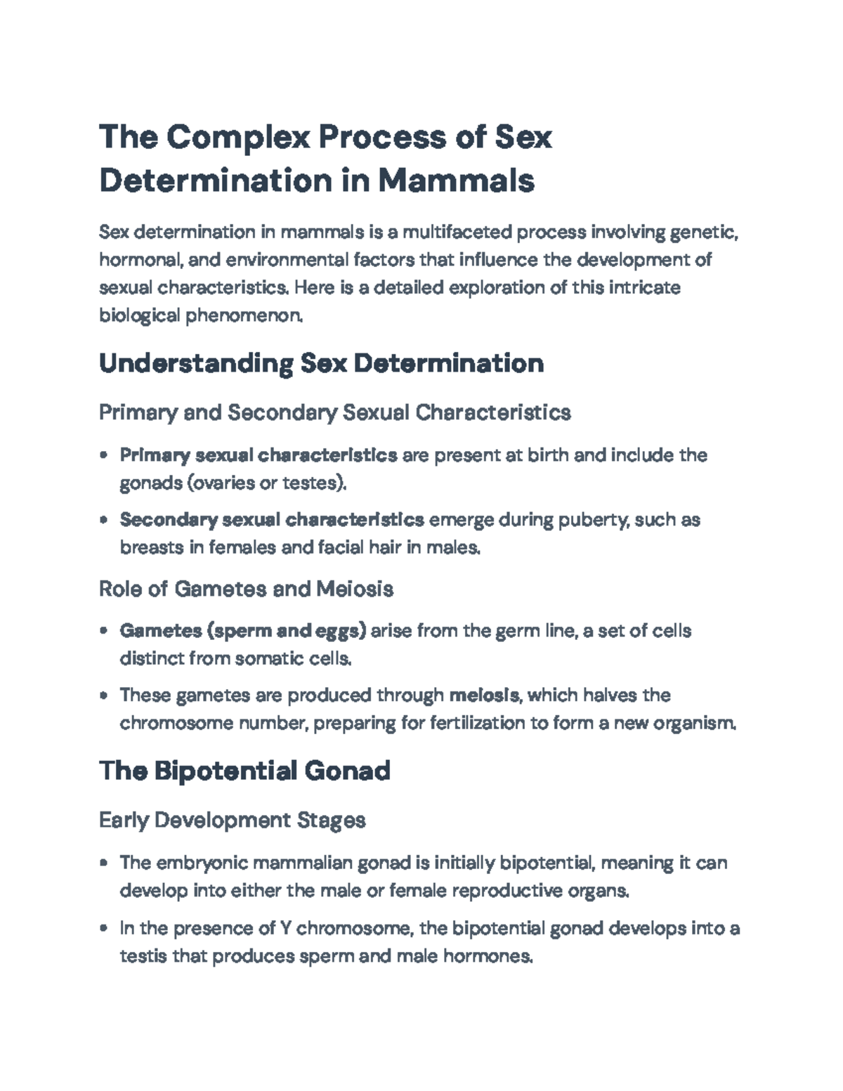 Understanding The Complex Process Of Sex Determination In Mammals The 8704