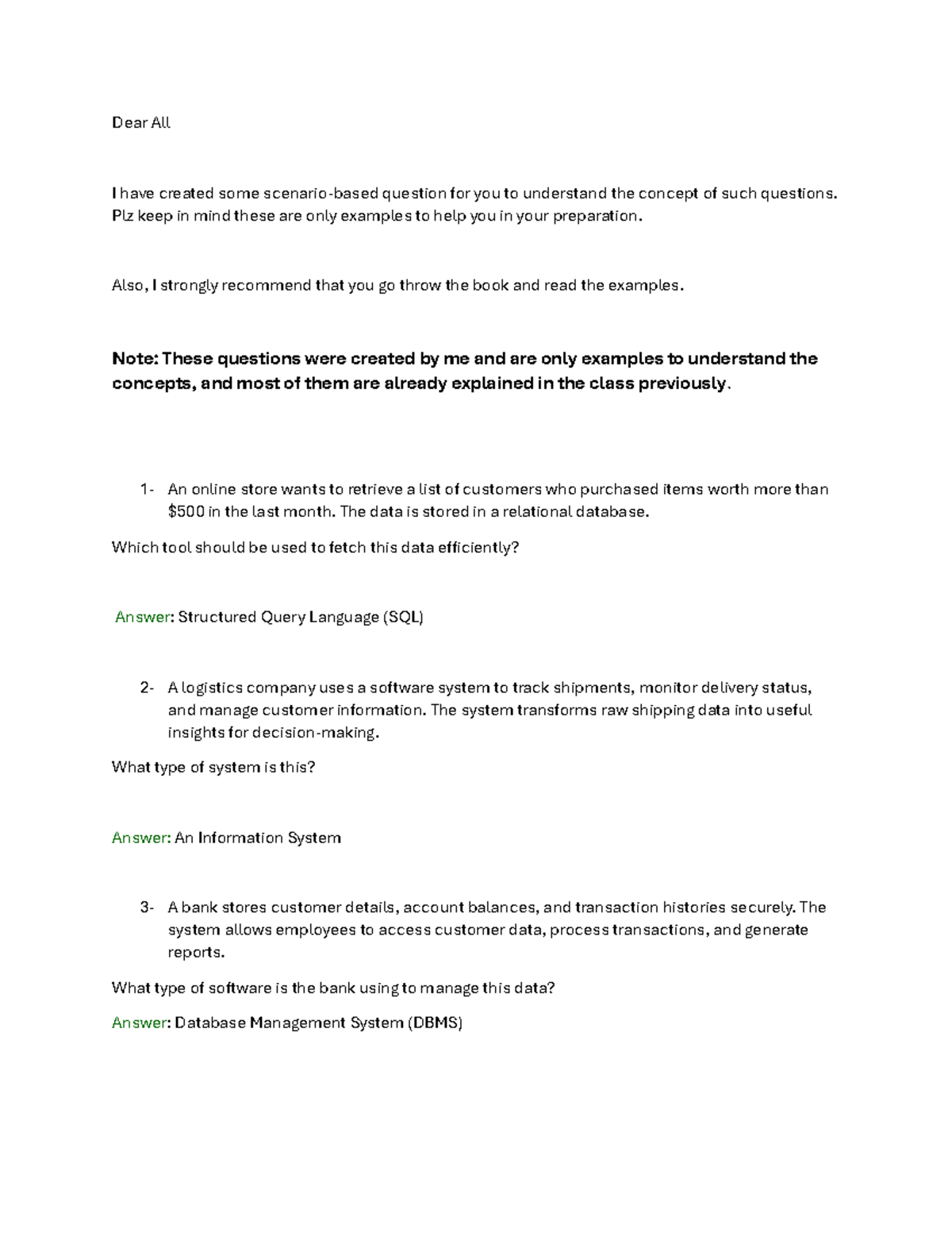 Question Examples - Practice for Tech Adoption Concepts - Studocu