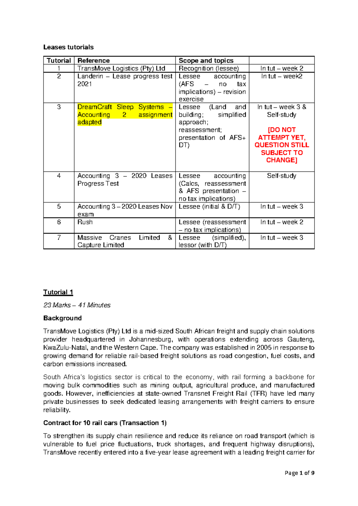 Acc 3 Leases Tutorials: Comprehensive Guide for 2025 - Studocu