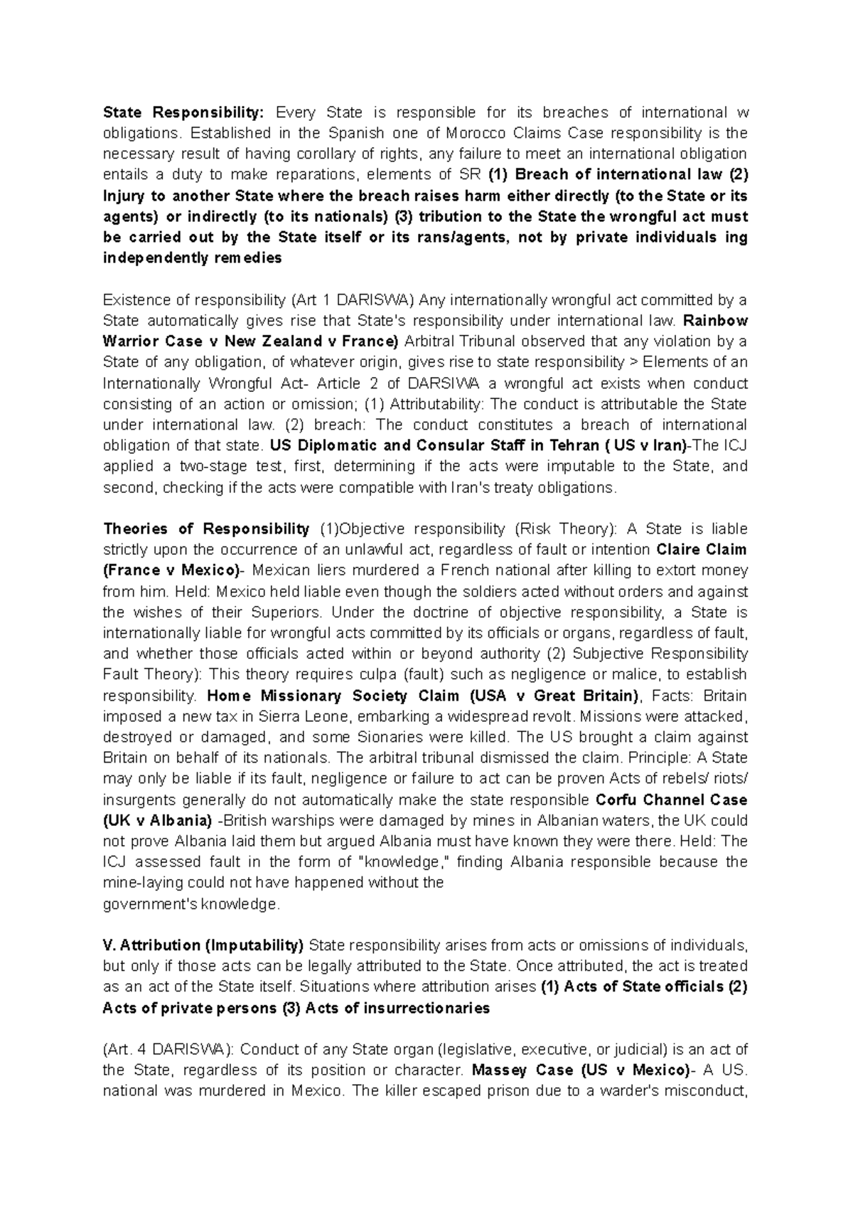 State Responsibility: Key Concepts and Case Studies (Law 101) - Studocu