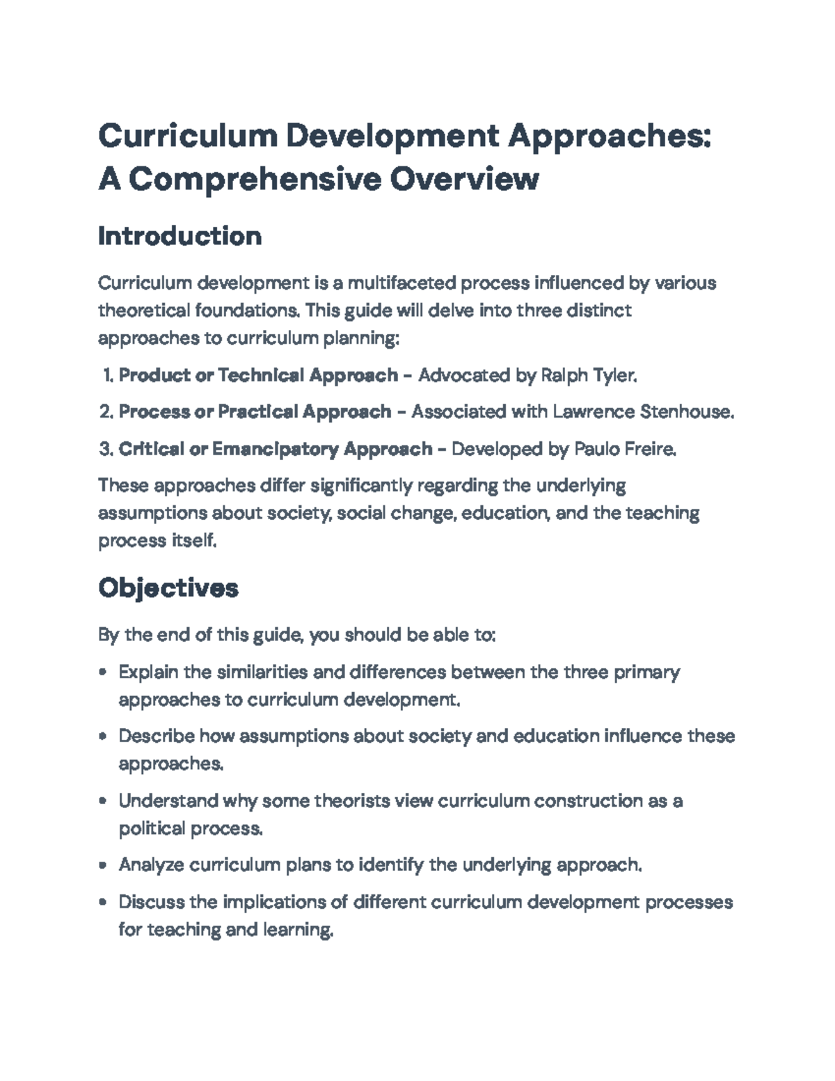 Curriculum Development Approaches: A Comprehensive Overview ...