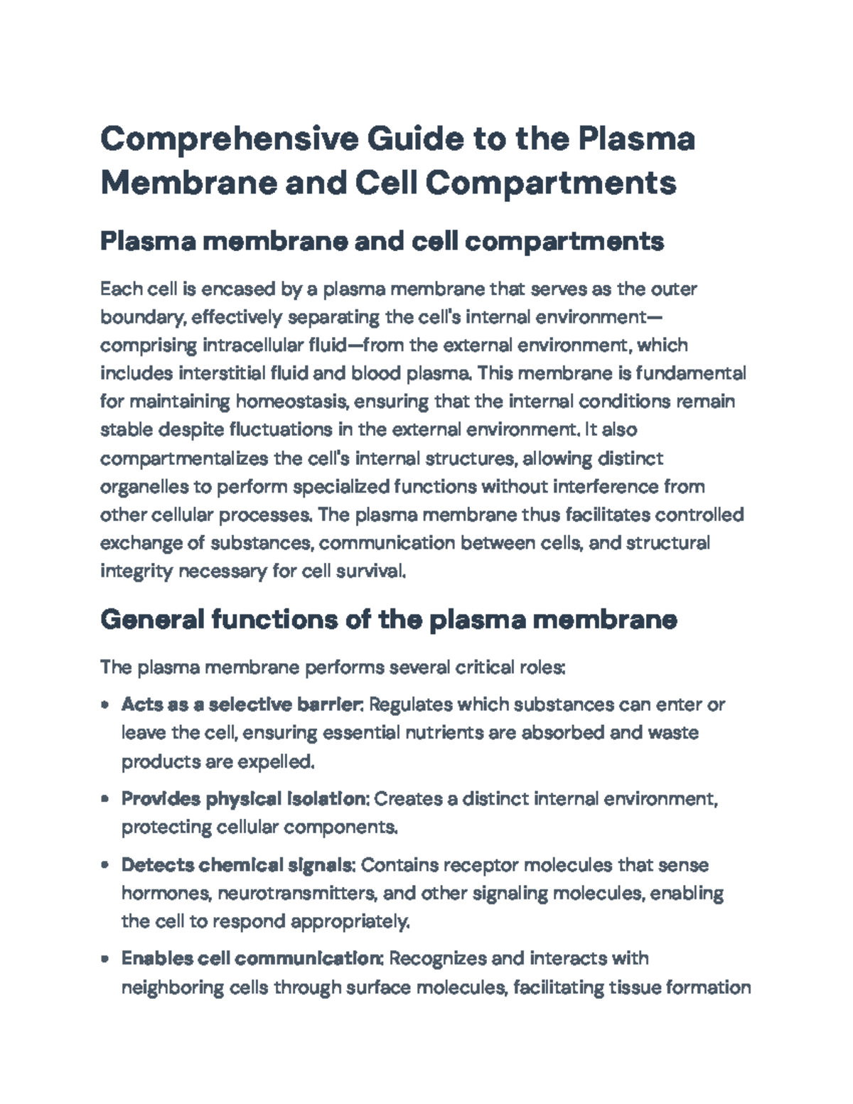 Comprehensive Overview of Plasma Membrane Structure & Functions (BIO ...