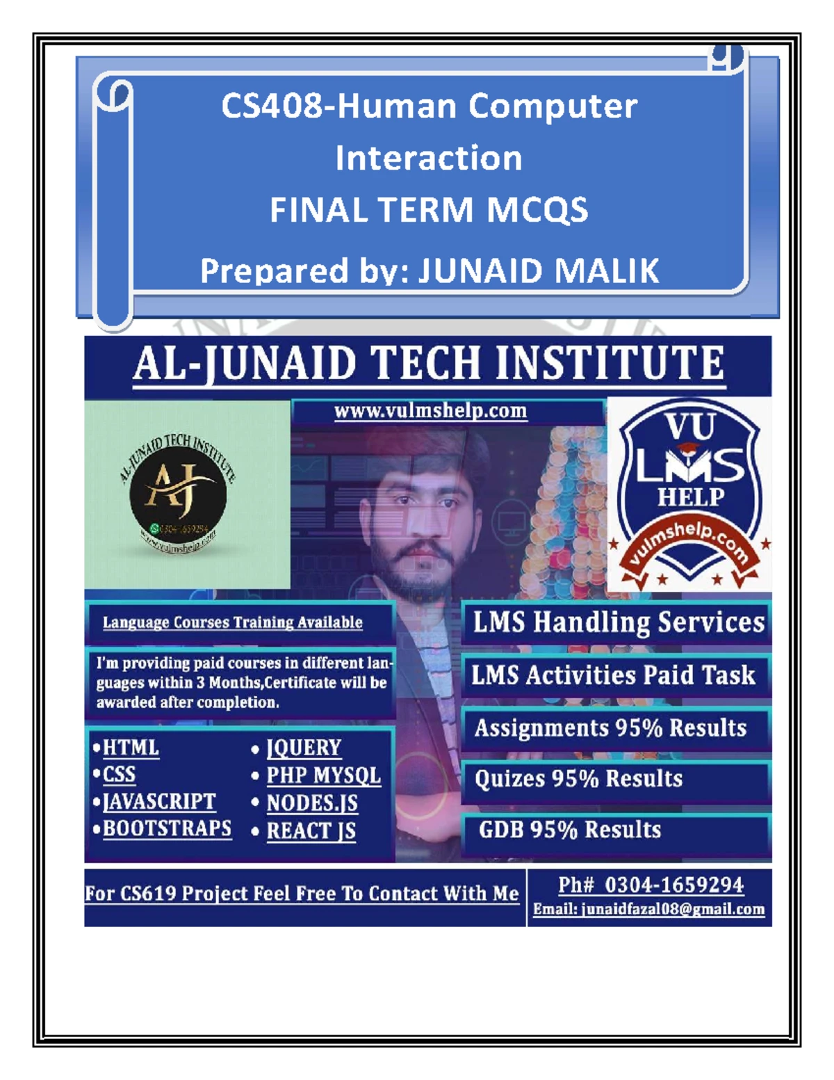 CS408 Final Term MCQs By Arslan vu students - Solved MCQ(S) From FinalTerm Papers BY Arslan Jan ...