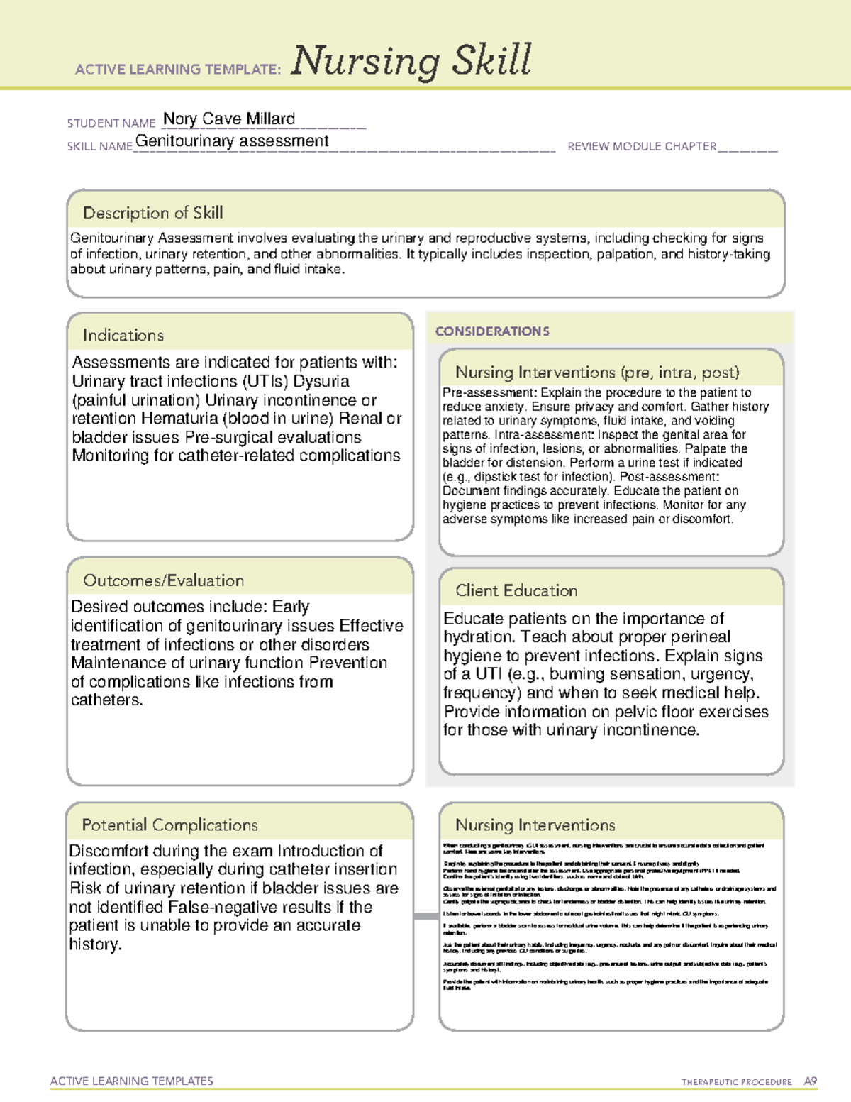 Genitourinary Assessment: Active Learning Template for Nursing Skills ...