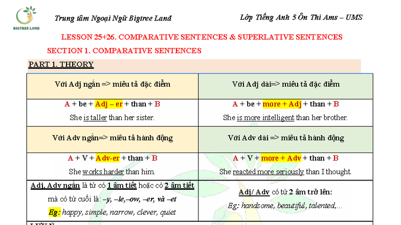 5S2 - Lesson 25+26 - Comparative and Superlative Sentences - Studocu