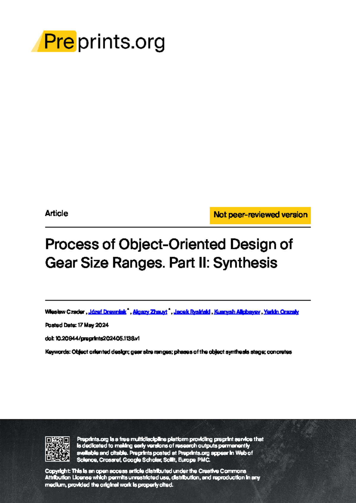 Process of Object-Oriented Design of Gear Size Ranges: Part II ...
