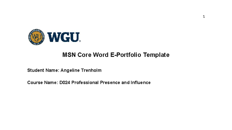 Professional Presence and Influence E-Portfolio D024 - Studocu