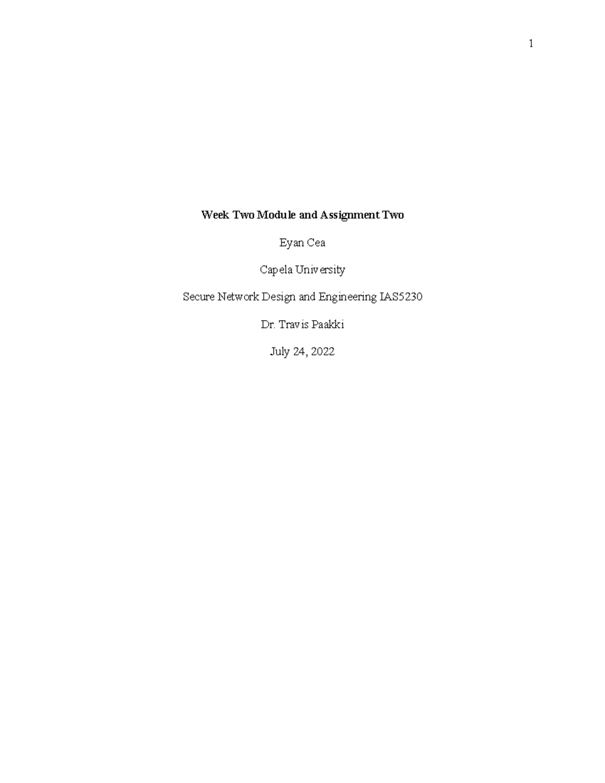 IAS5230 Secure Network Design: Assignment 1 Overview & Recommendations ...