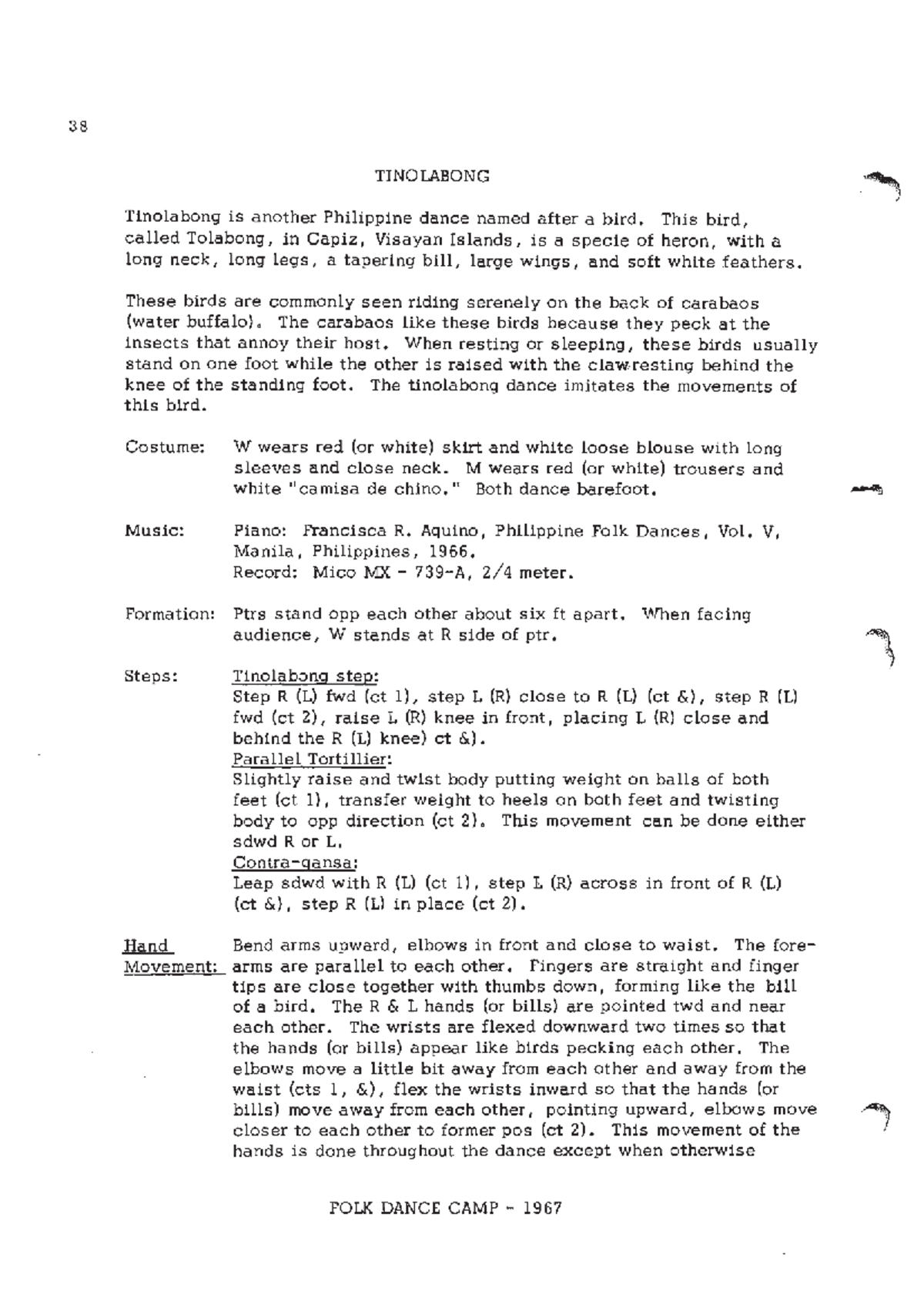 38 TINOLABONG: Philippine Folk Dance Inspired by Heron Movements - Studocu