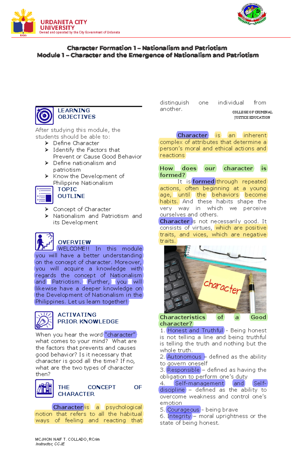 CFLM 1 – Module 1: Understanding Nationalism and Patriotism in the ...