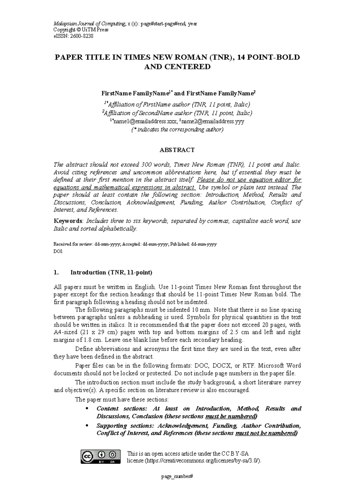 MJoC Full Paper Template & Copyright Form - Feb 2024 - Studocu