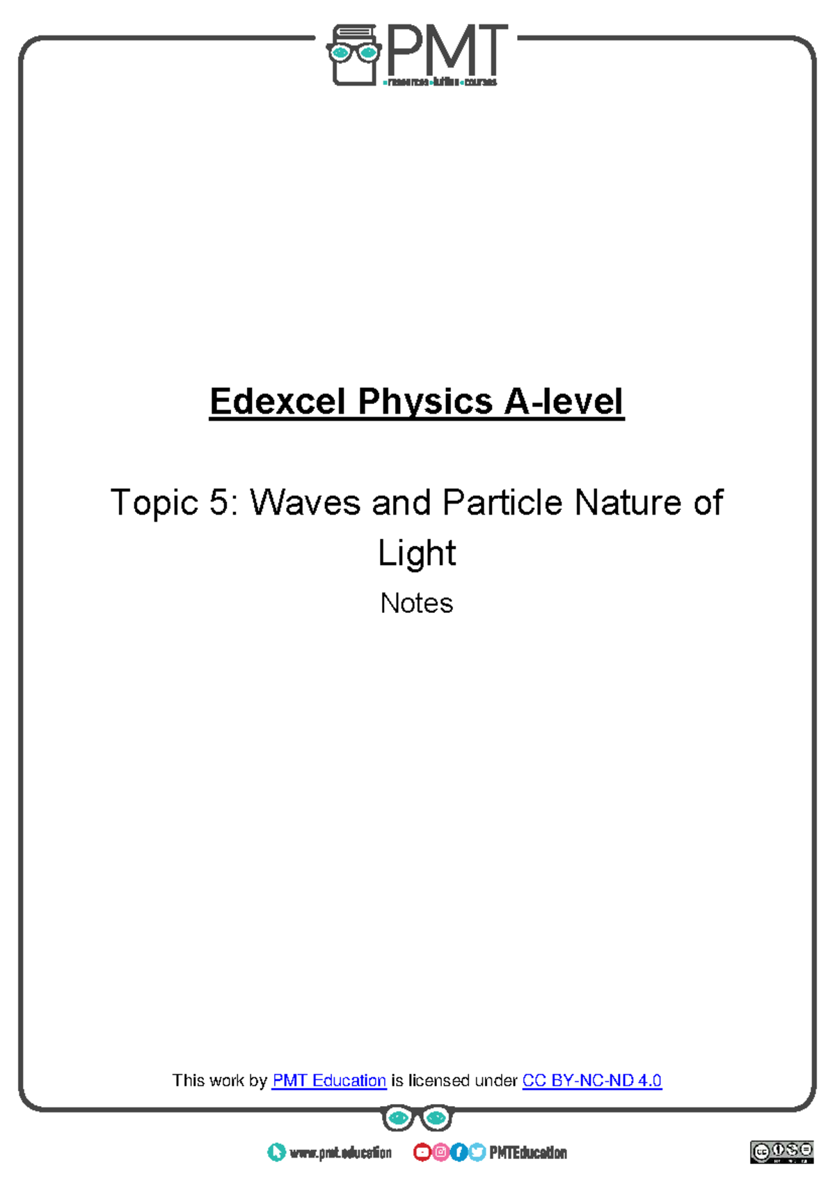 Edexcel Physics A-level: Topic 5 Waves & Particle Nature of Light Notes ...