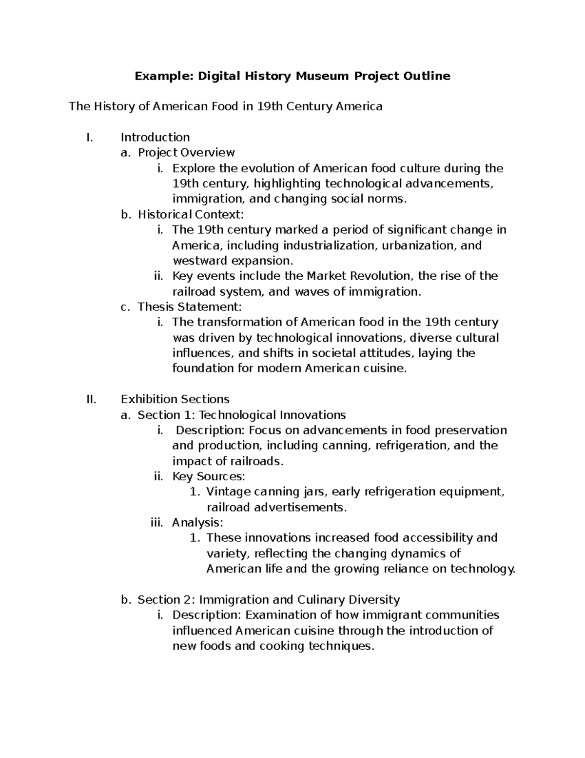 HIST 201: Digital History Museum Project Outline on 19th Century ...