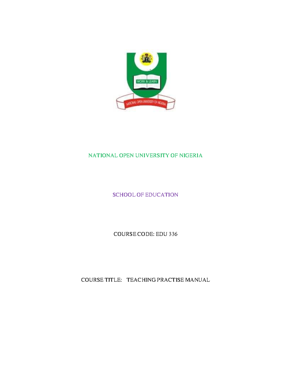 EDU 336 - Teaching Practice Manual and Grading Guidelines - Studocu