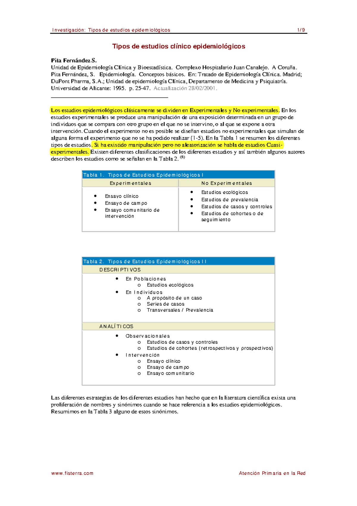 Tipos de Estudios Epidemiológicos: Clasificación y Características ...