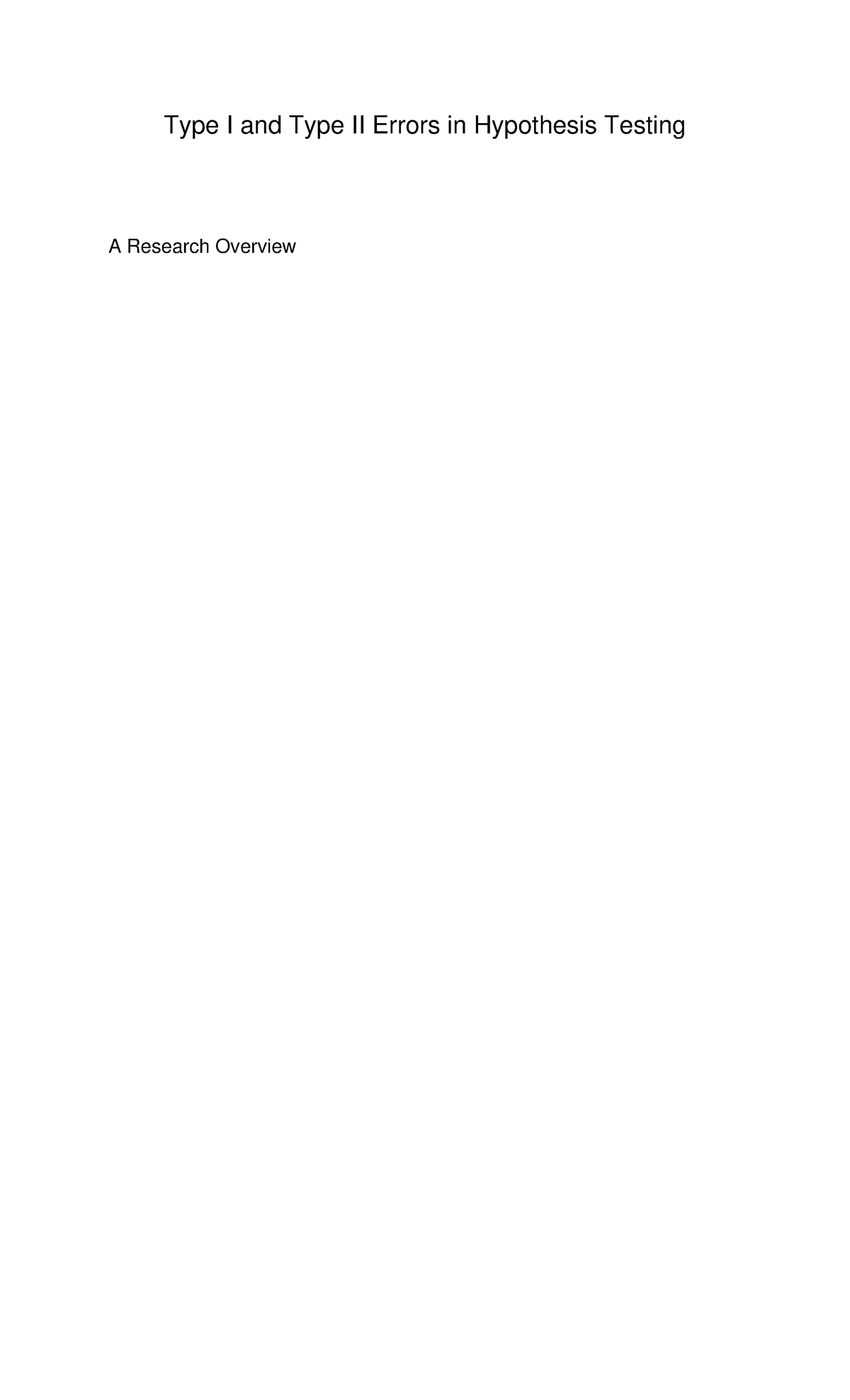 Type I and Type II Errors in Hypothesis Testing - Notes - Studocu