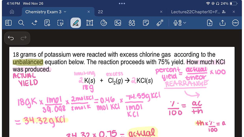 Chemistry Exam 3: KCl Production & Urea Synthesis Analysis - Studocu