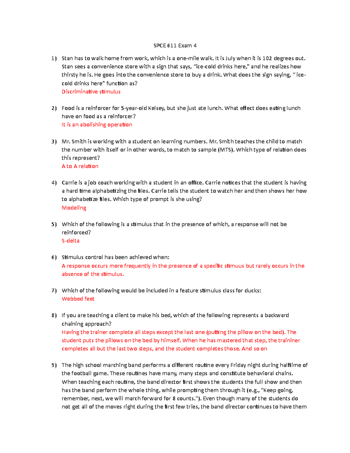 SPCE 611 Quiz 4 - Key Concepts and Answers for Exam 4 - Studocu