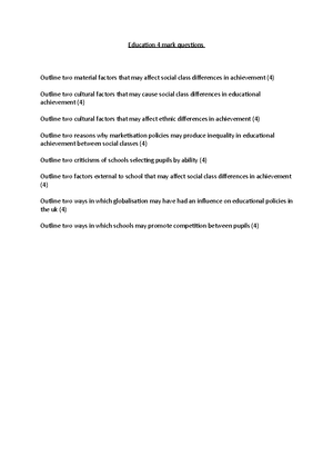 30 markers - possible 30 mark questions for sociology paper 1 aqa ...