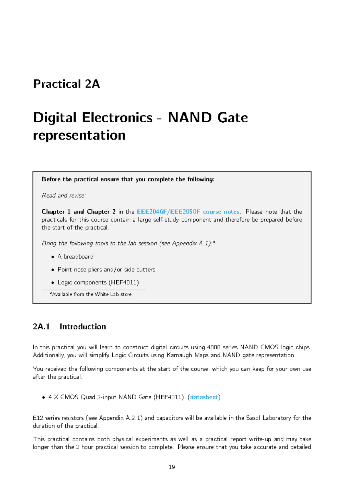 Practical 2A - Digital Electronics NAND Gate Construction Guide - Studocu