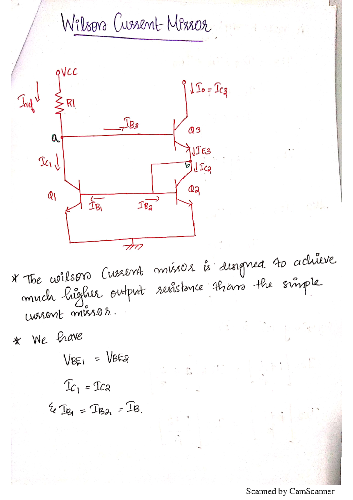 Wilson and Widlar Current Source - Wilson Current Mirror aVCC Ind Icz RI IB3 Q3 a IIE3 Ia I II22 ...