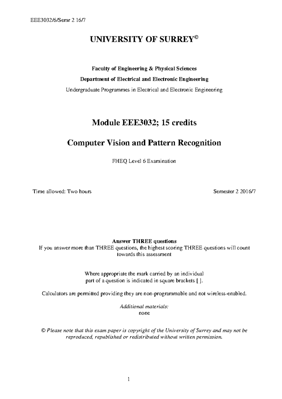 EEE3032 Final Exam: Computer Vision & Pattern Recognition Sem 2 16-17 ...