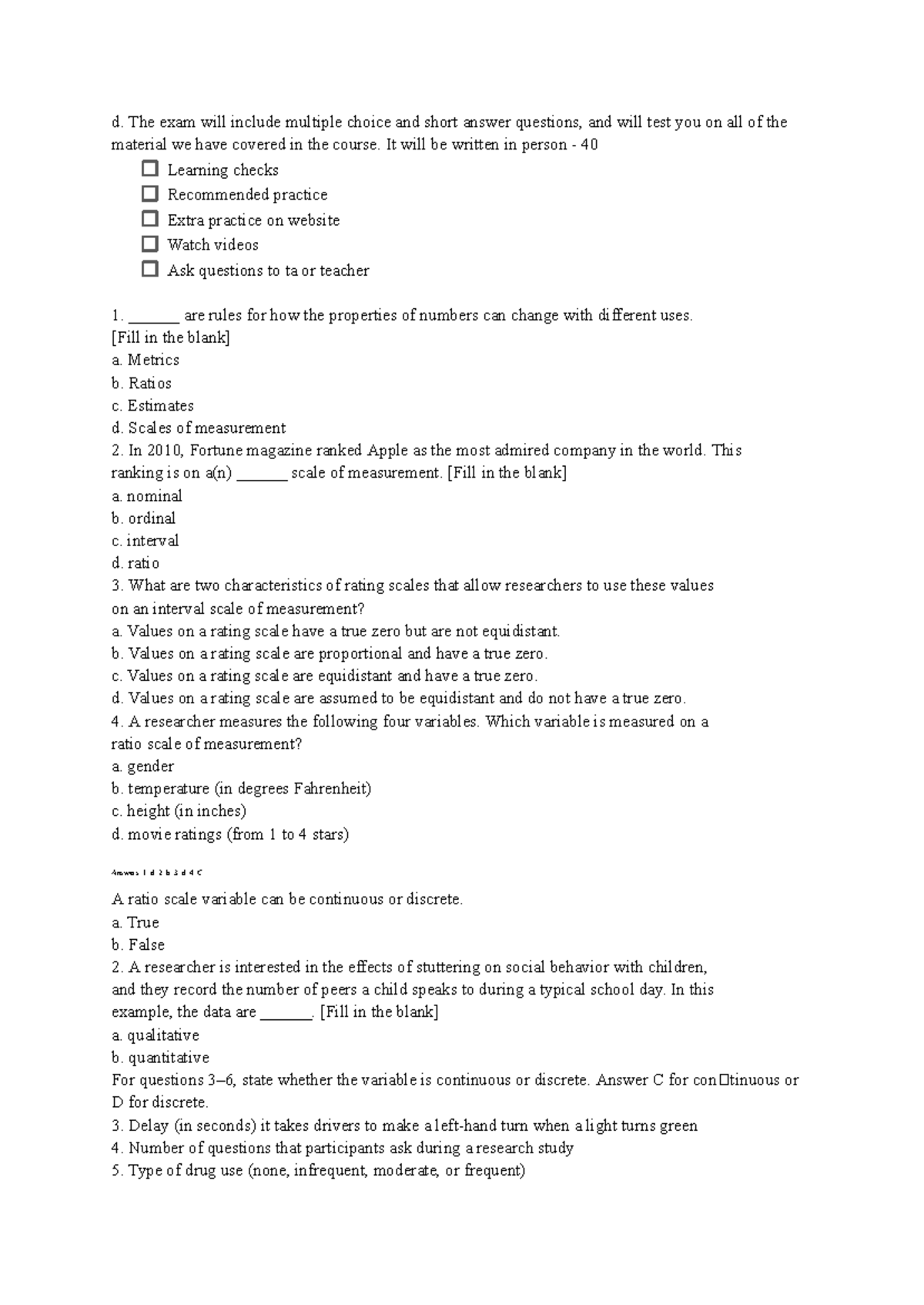 Final Exam Study Guide for Psy 2116: Key Concepts and Practice ...