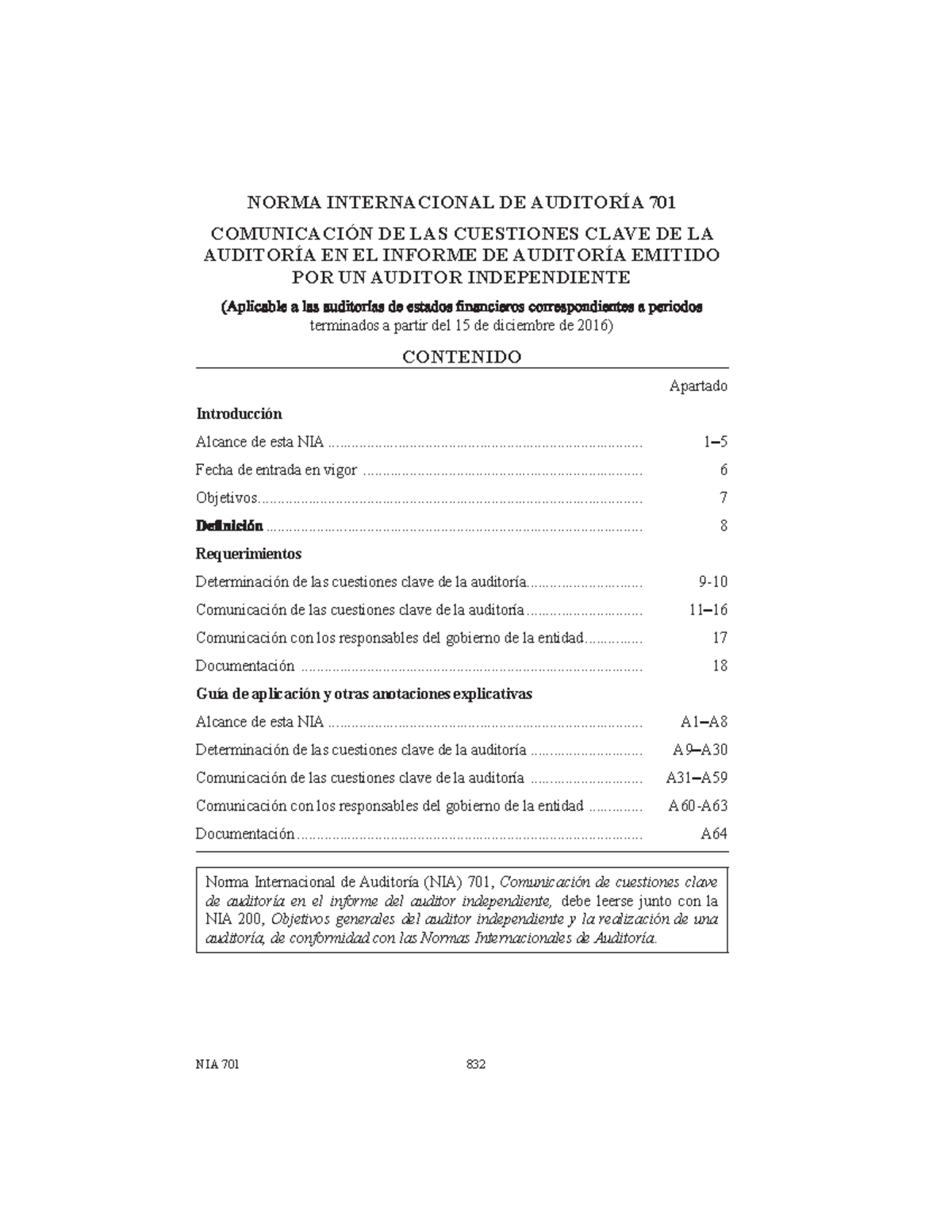NIA 701 - Resumen de la Norma Internacional de Auditoría 701 - Studocu