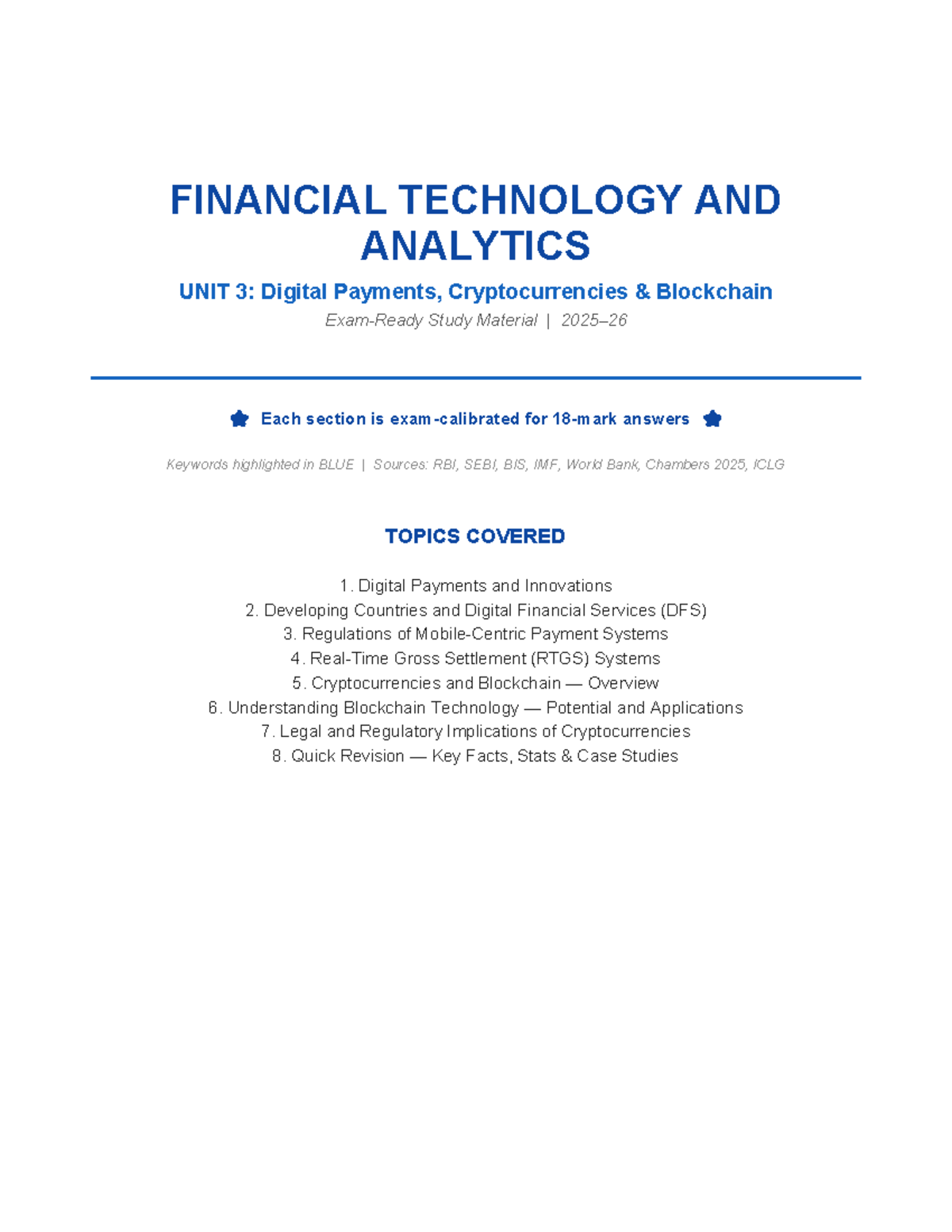 FINTECH UNIT 3: Digital Payments, Cryptocurrencies & Blockchain Study ...