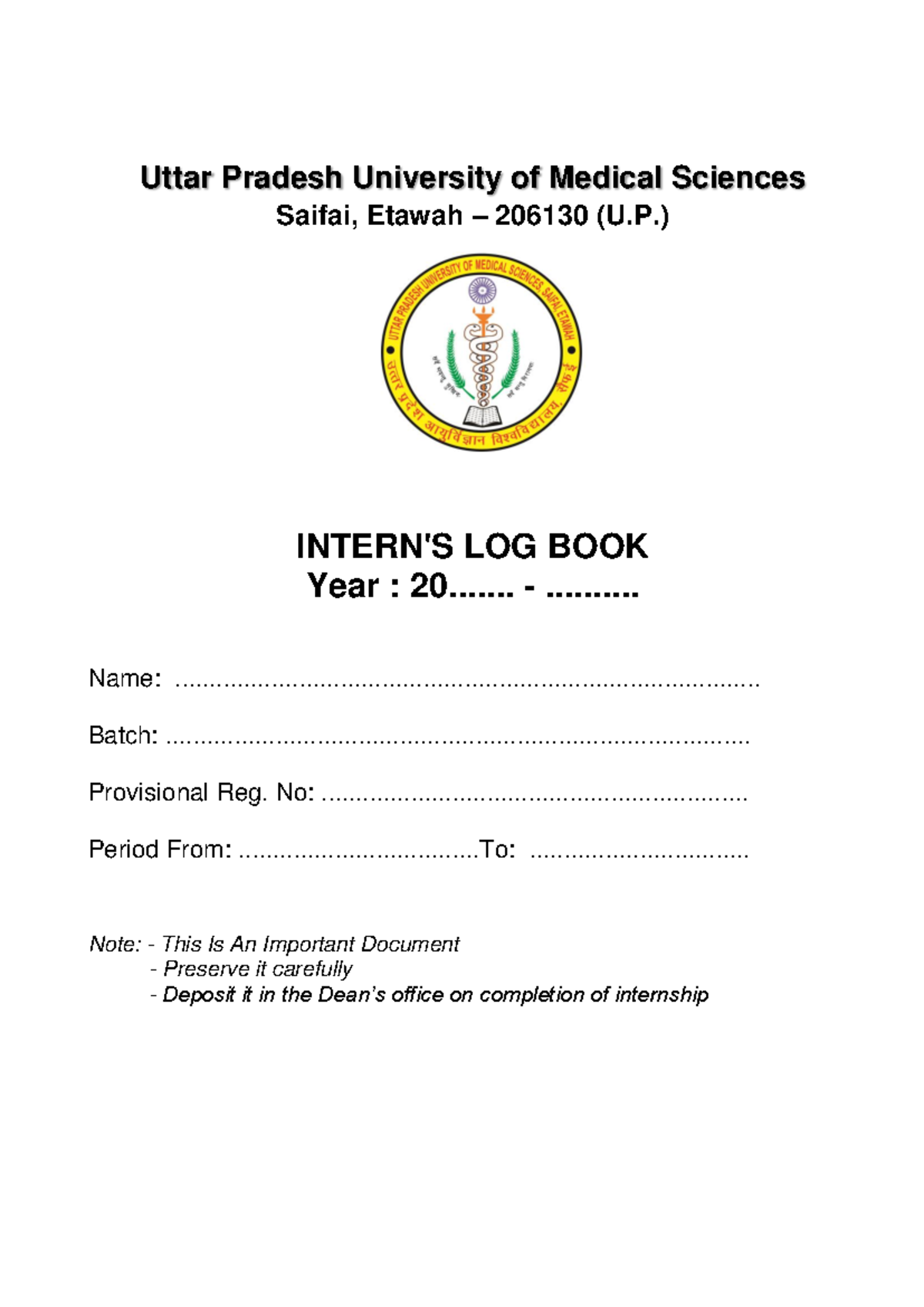 MBBS Internship Log Book - Training & Competence Overview - Studocu
