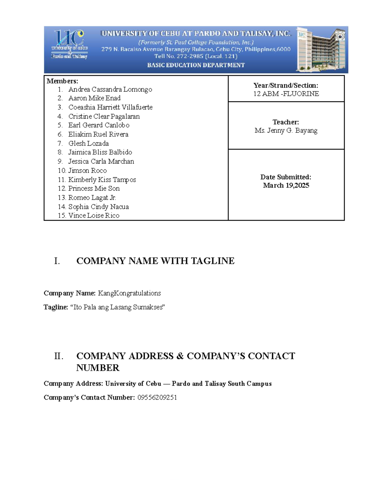 Cassandra Mike Harriett Clear Gerard Ruel Bliss: SDG Entrep Format 2 ...