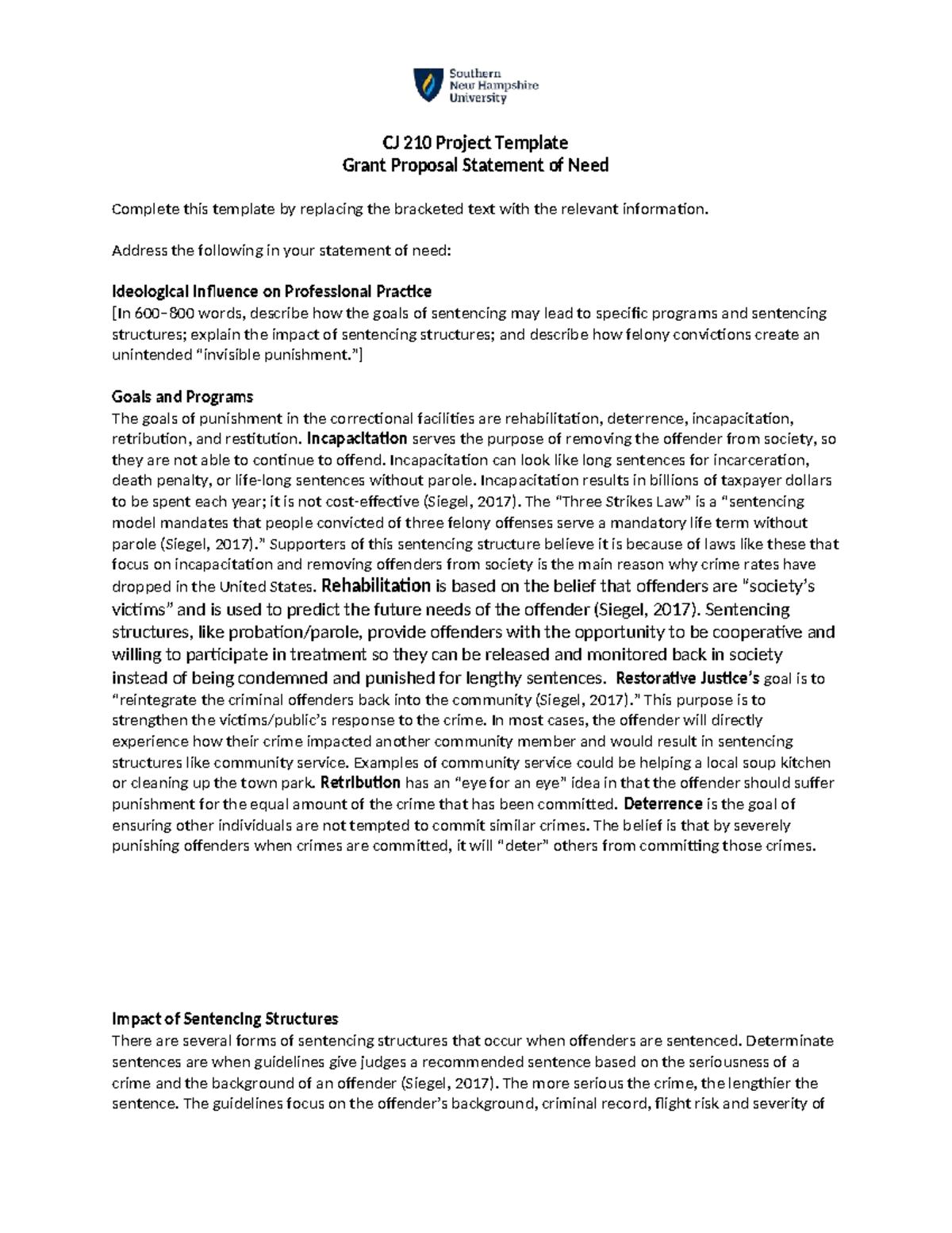 CJ 210 Project - CJ 210 Project Template Grant Proposal Statement of ...