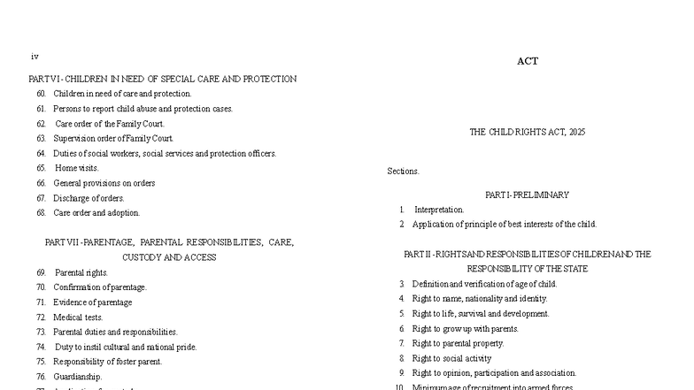 Child Rights Act No. 2025: Comprehensive Overview and Provisions - Studocu