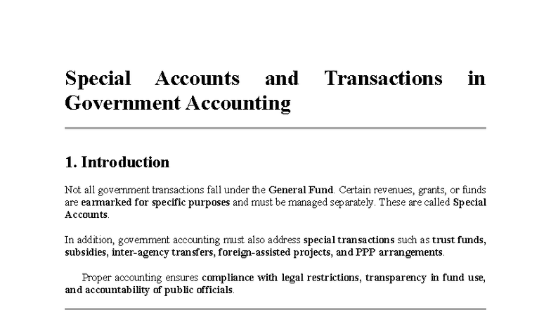 11 Special Accounts and Transactions in Gov't Accounting - Studocu