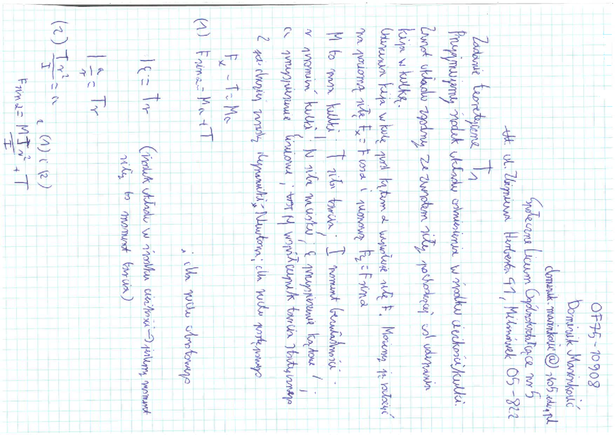 T1 Dominik - Teoretyczne Zadanie 1 Olimpiady Fizycznej Etap 1 cz 2 ...