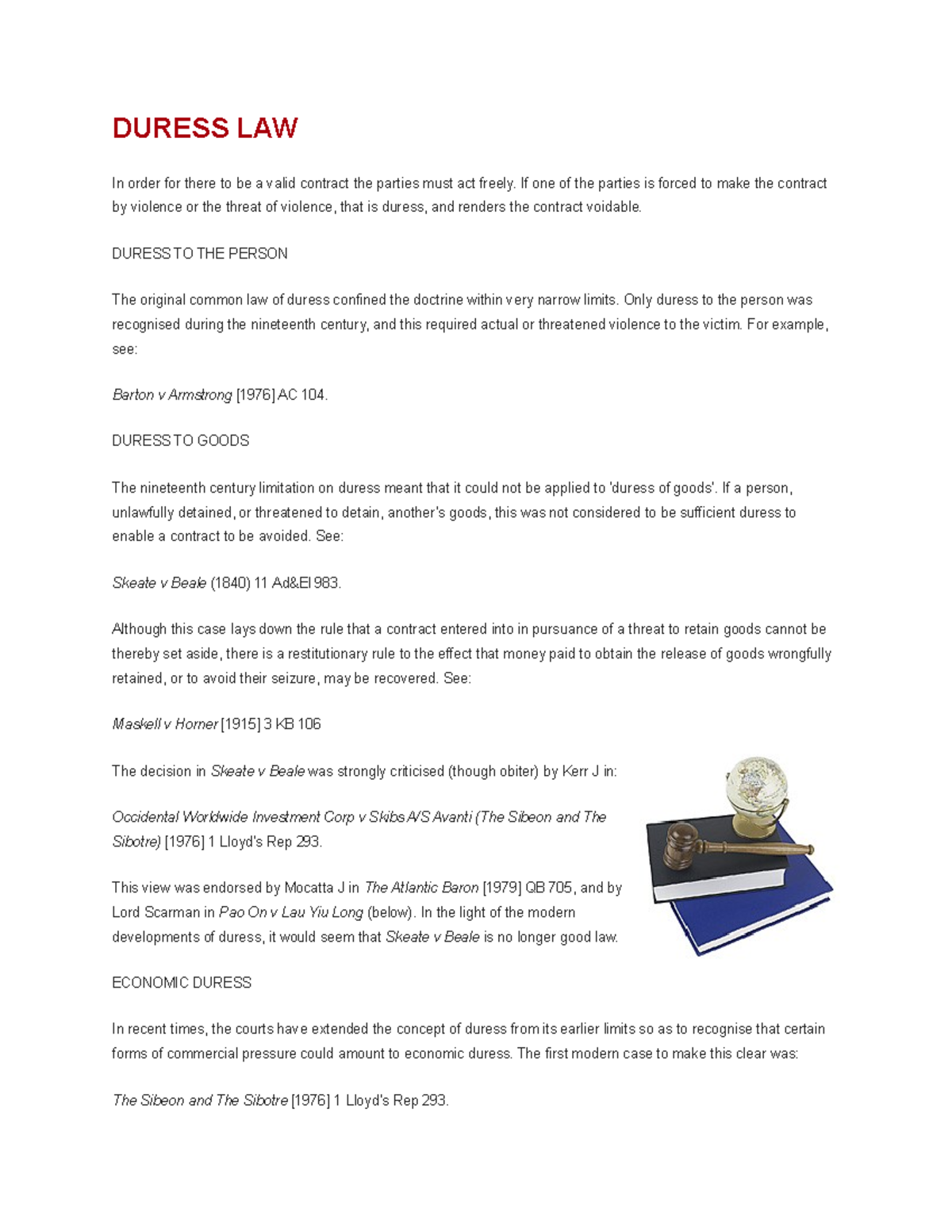 Duress-law - Lecture notes 3 - DURESS LAW In order for there to be a ...