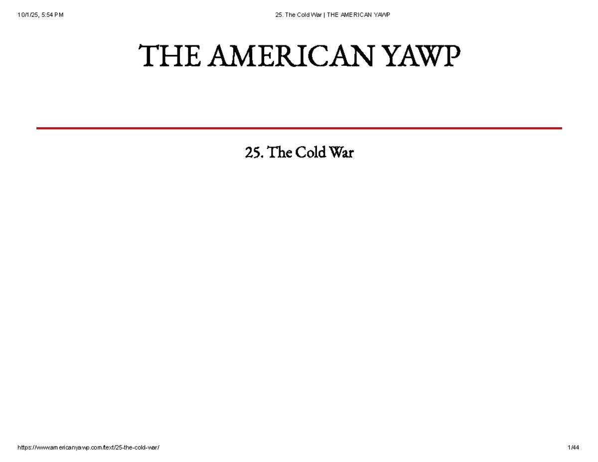 The Cold War: An Exploration of U.S.-Soviet Relations (HIST 25) - Studocu