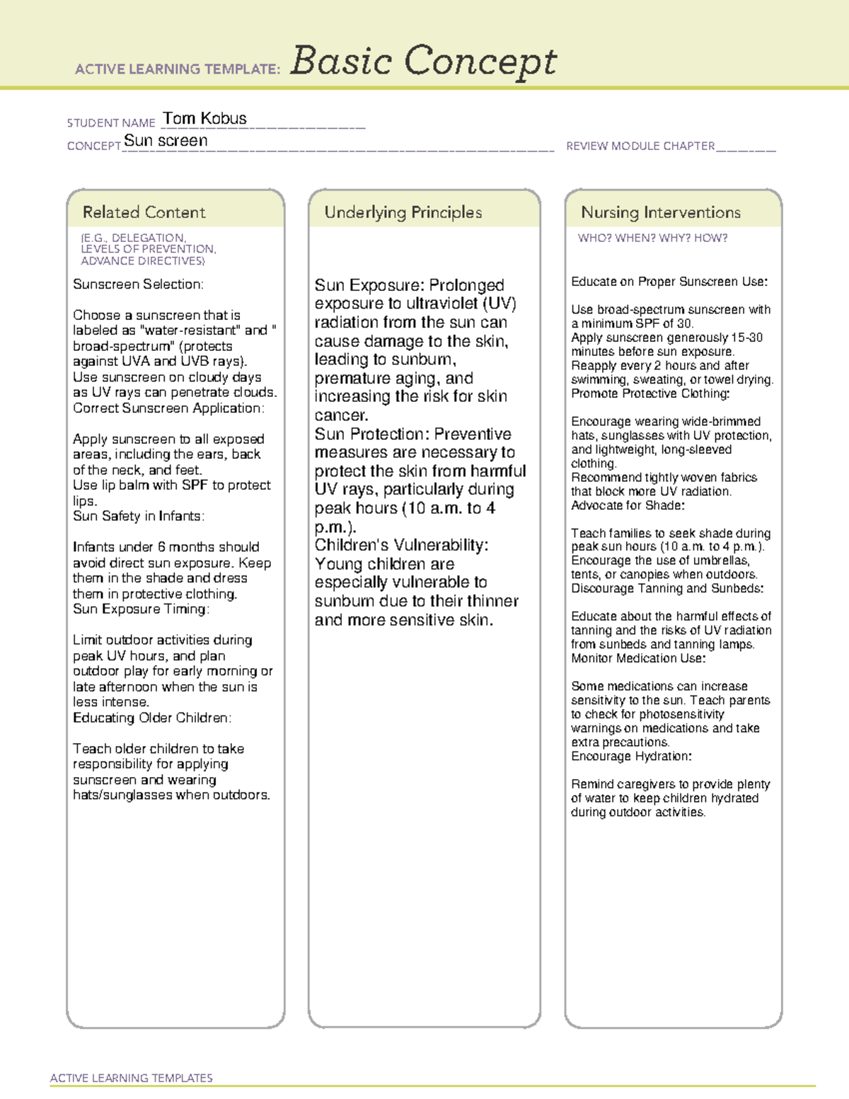 Nurse Notes 201: Active Learning Template for Nursing Concepts - Studocu
