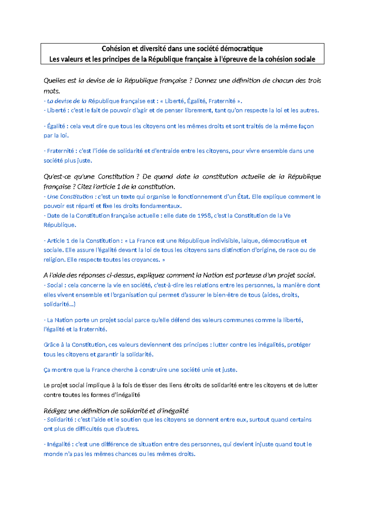 Cohésion et Diversité en France : Valeurs Républicaines et Sécurité ...