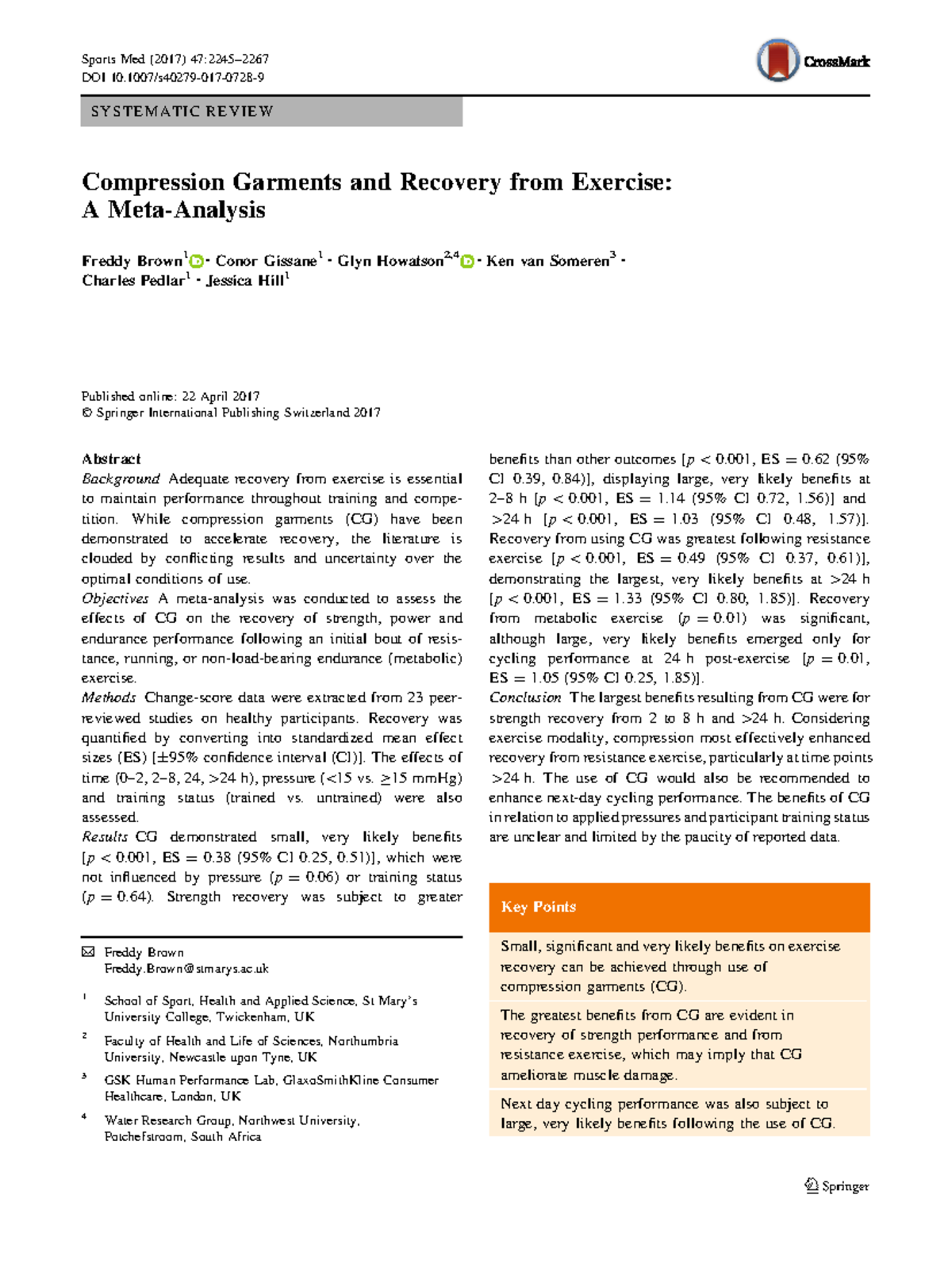 Compression Garments and Exercise Recovery: A Detailed Meta-Analysis ...