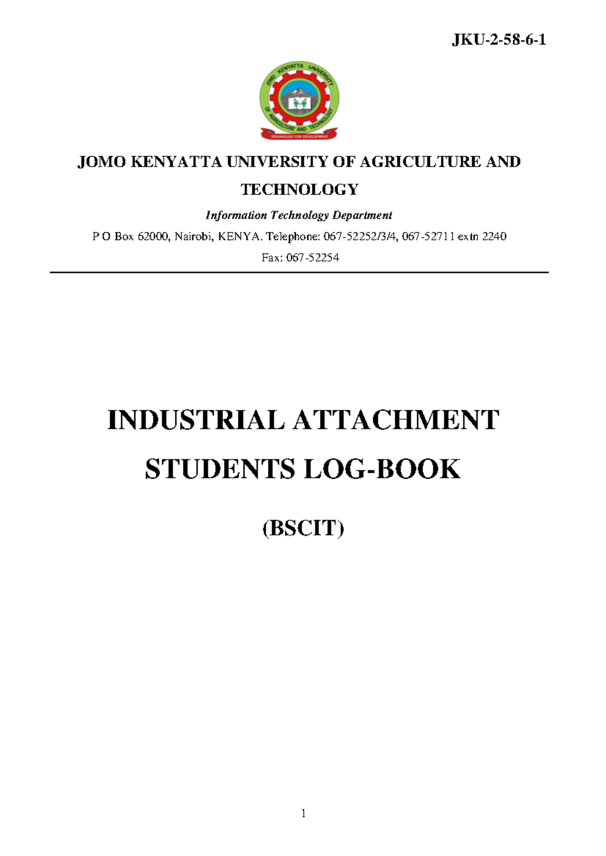 BSCIT Industrial Attachment Log Book - JKUAT - Studocu