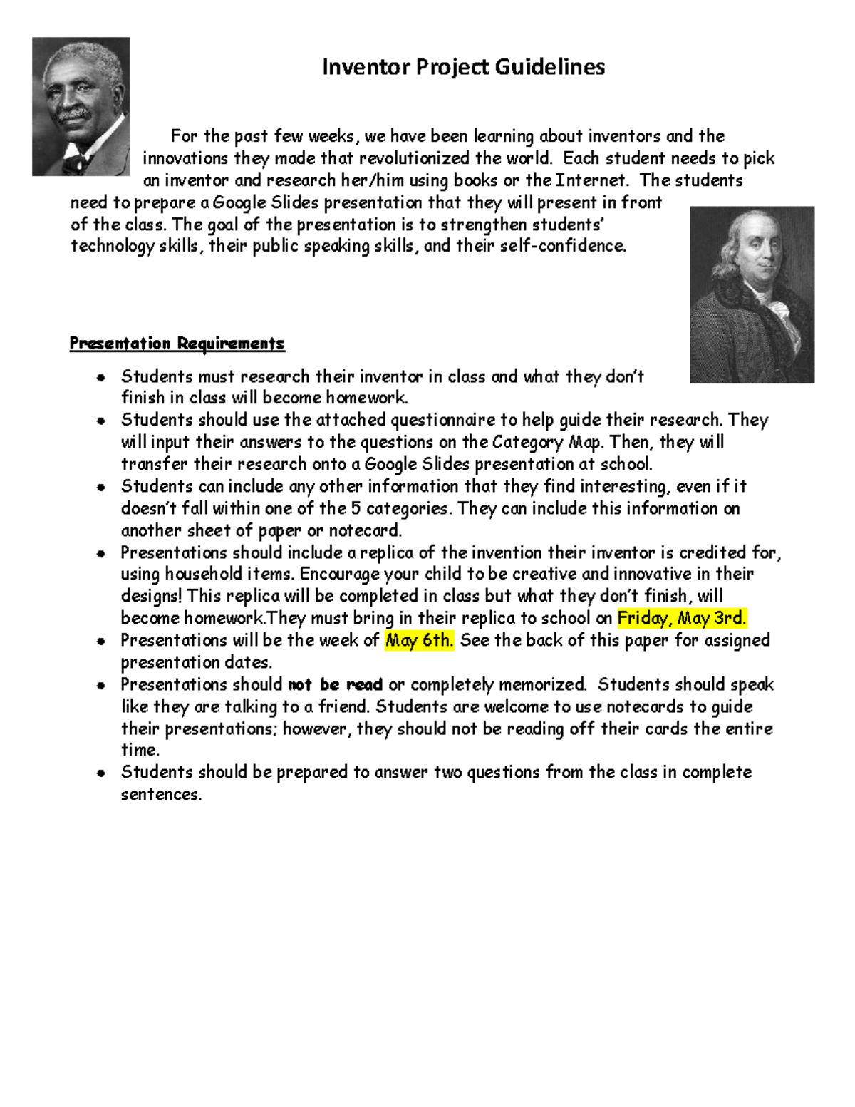 Inventor Project Guidelines: Research and Presentation Instructions ...
