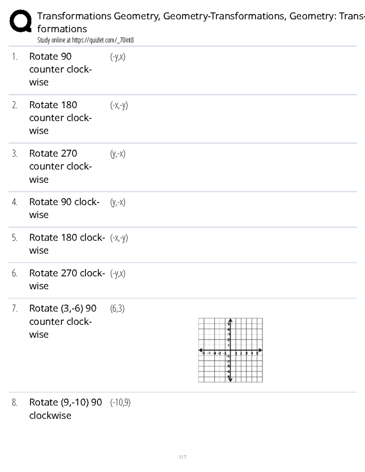 Geometry: Transformations Study Guide (F45e4f47) - Studocu