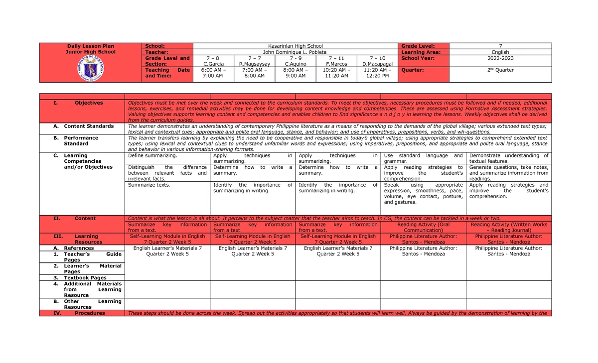 Quarter 2 Week 6 - English - 7 English Quarter 2 : Module 6 ANALOGY AT ...