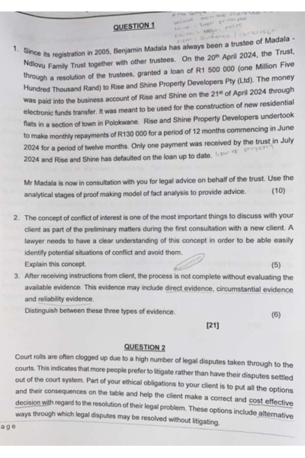 Legal Analysis and Advice: Trust Loan Dispute & Conflict of Interest ...