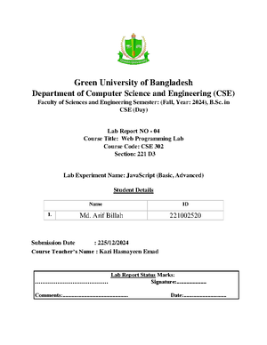 DLD lab - 1. TITLE OF THE LAB REPORT EXPERIMENT Implementing All ...