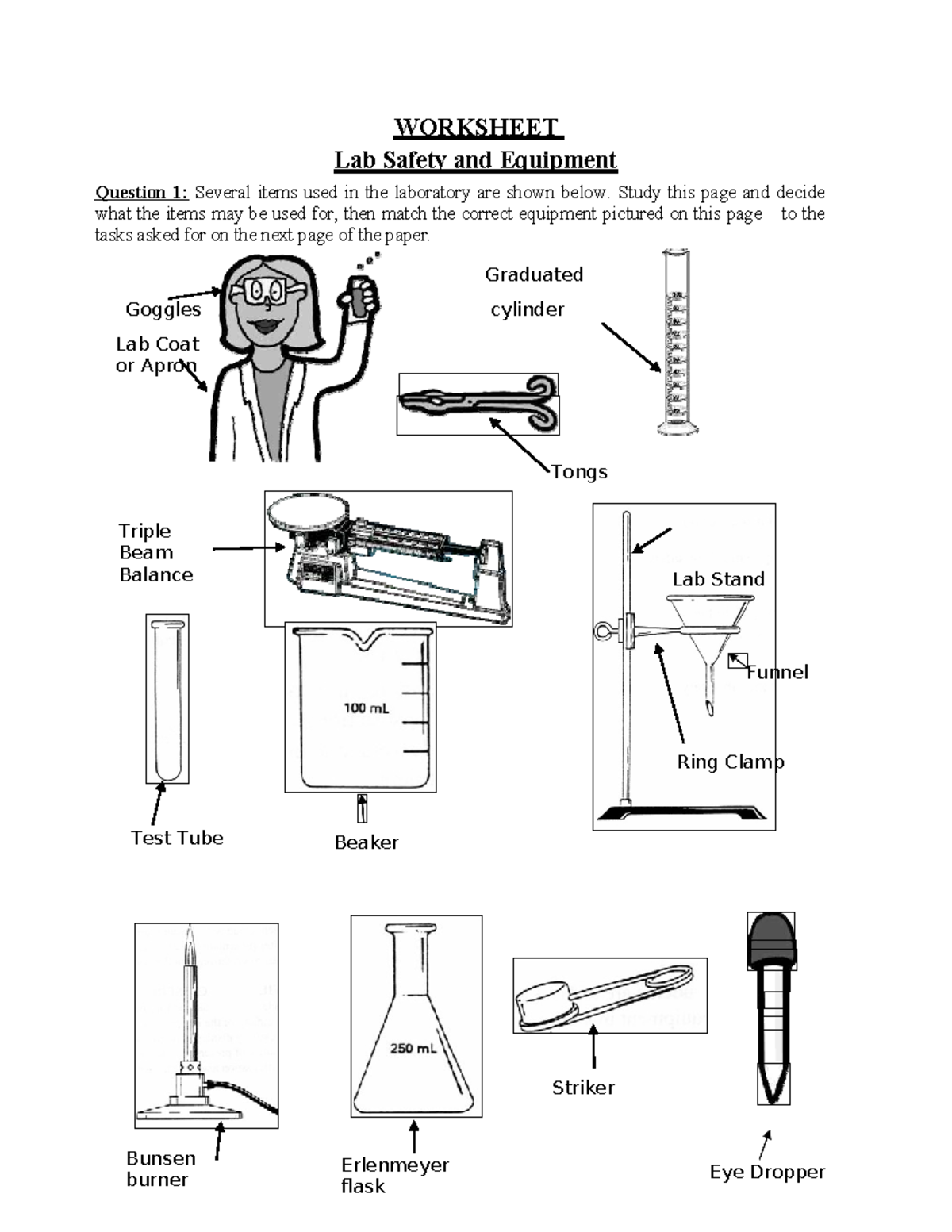 U0L4 Lab Equipment & Safety Worksheet - Studocu