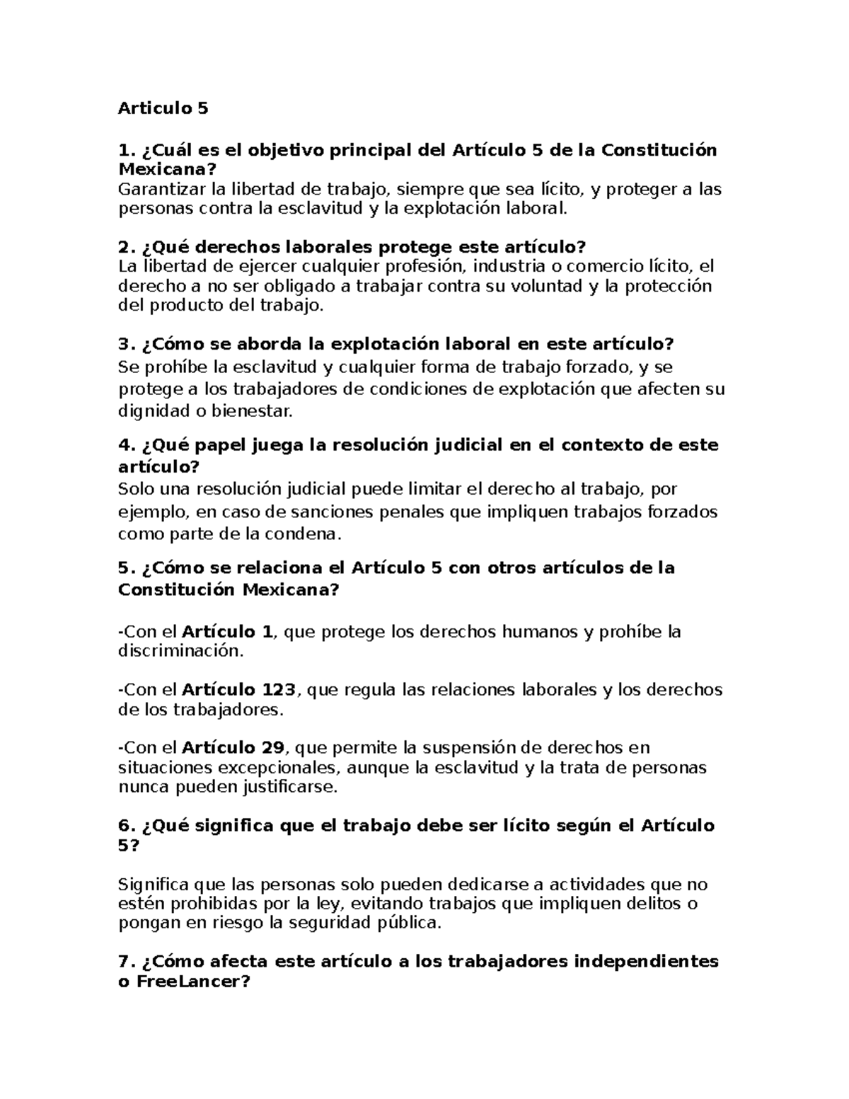 Art. 5 - Análisis del Artículo 5 de la Constitución Mexicana - Studocu