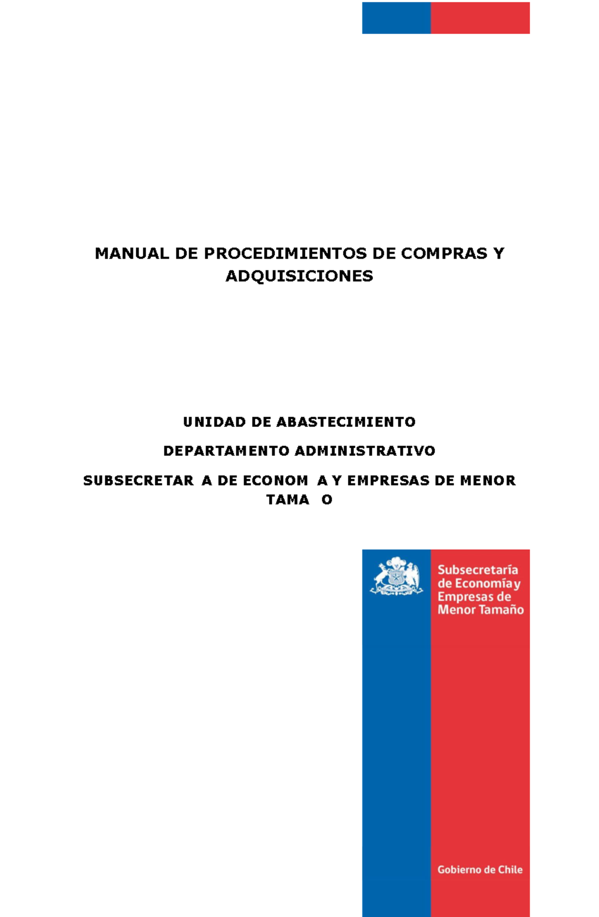 Manual de Procedimientos de Compras y Adquisiciones - Subsecretaría de Economía - Studocu